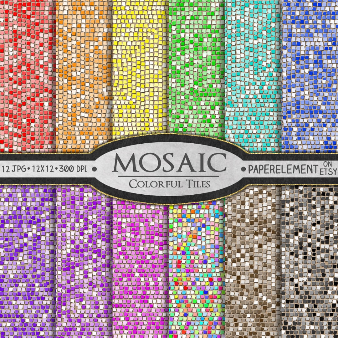 Mosaic Digital Paper: Glass Tile Mosaic Pattern, Mosaic Scrapbook Paper ...
