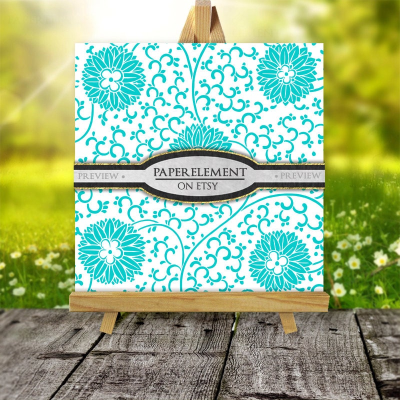 Robins Egg Blue Floral Digital Paper Patterns Set: Flower Backgrounds ...
