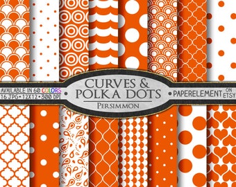 Orange Polka Dot Digital Paper Printable Orange Geometric | Etsy