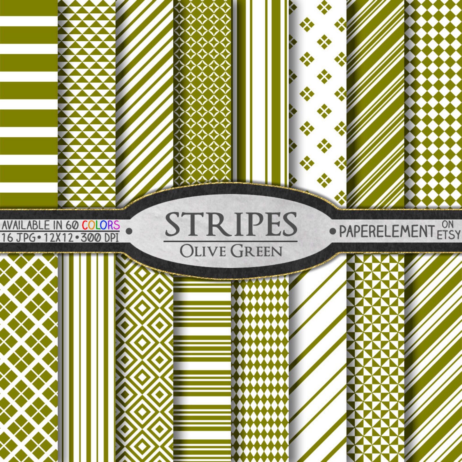 Olive Green Stripe Digital Paper: Green Stripe Paper Drab | Etsy