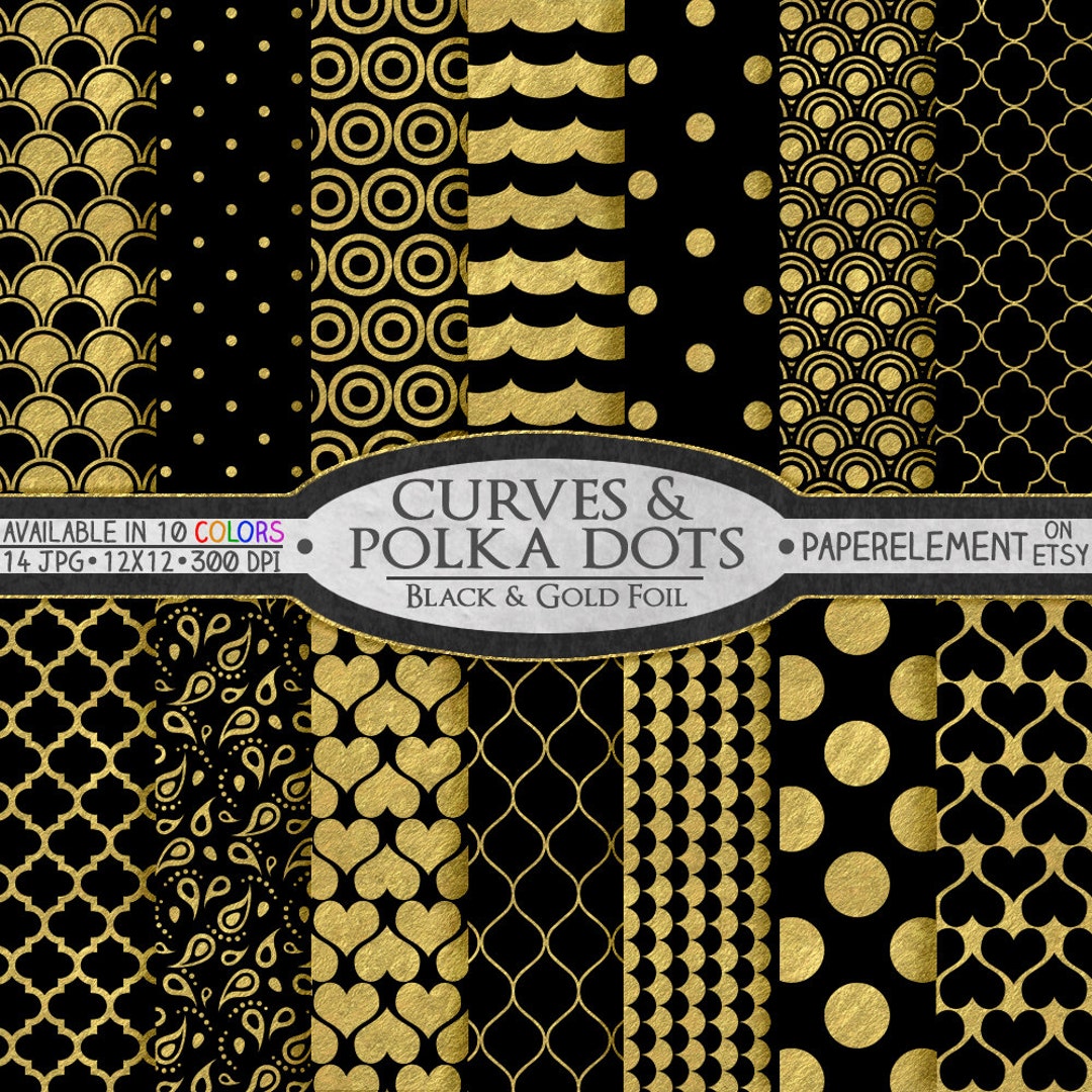 Black and Gold Digital Paper: Black and Gold Paper, Printable Black and ...