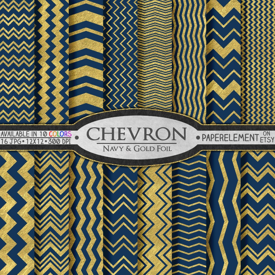 Navy Blue Digital Paper Pack - Chevron Digital Scrapbook Paper for ...