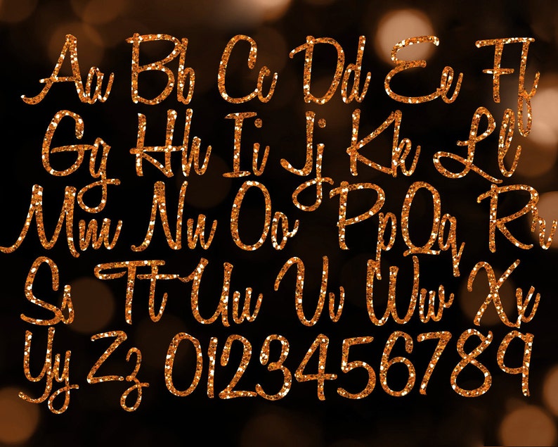Orange Glitter Alphabet Clipart: Digital Glitter Alphabet Clip Art ...
