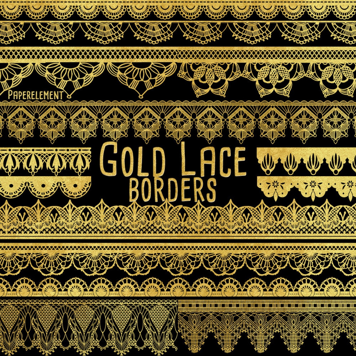 Gold Lace Borders: Gold Border Clipart Gold Lace Trim Golden - Etsy