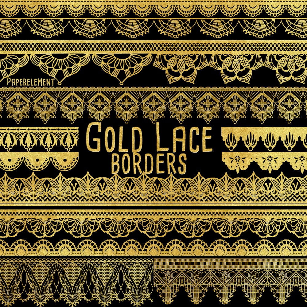 Gold Lace Borders: Gold Border Clipart Gold Lace Trim Golden | Etsy