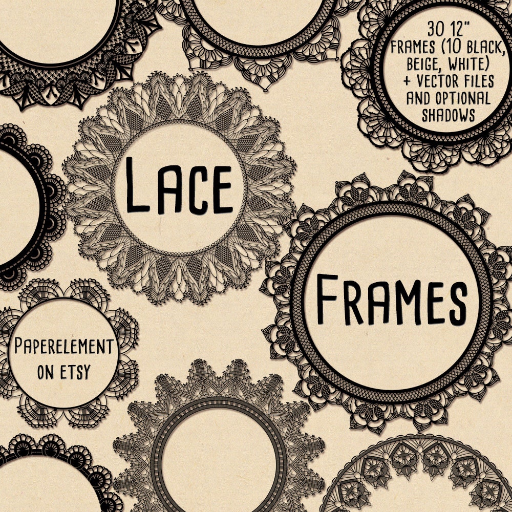 Digital Lace Clipart: Lace Clip Art Lace Frame Clipart - Etsy