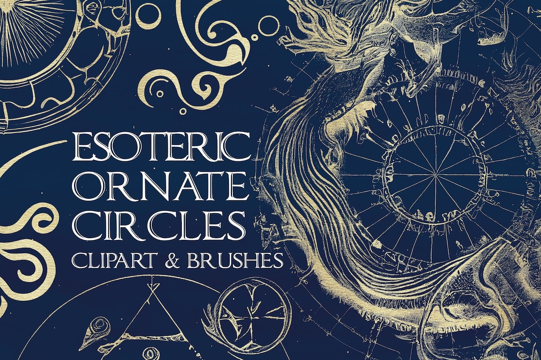 Ornate Magical Circle Clipart & Stamp Brush: Symbols, Glyphs, Runes ...