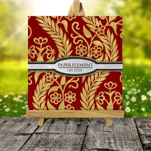 Maroon and Gold Floral Digital Paper Patterns Set: Flower Backgrounds ...