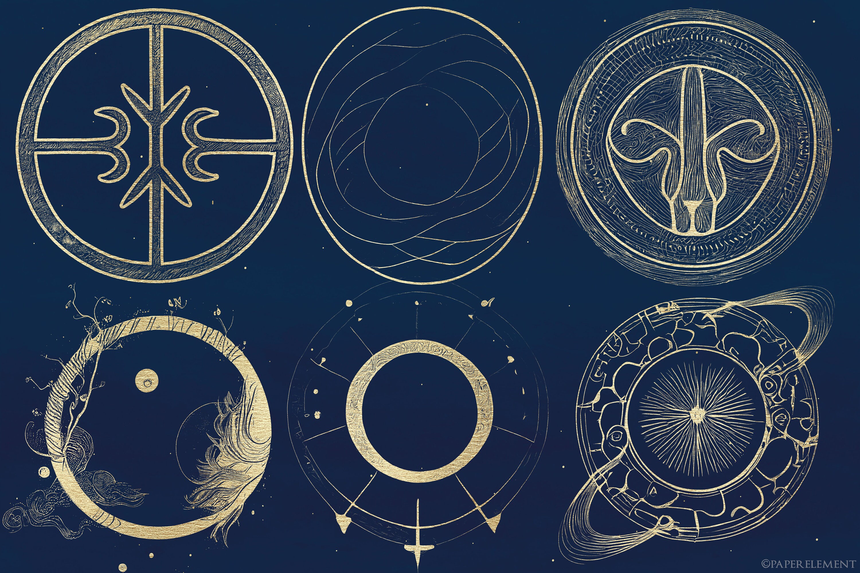 Ornate Magical Circle Clipart & Stamp Brush: Symbols, Glyphs, Runes ...
