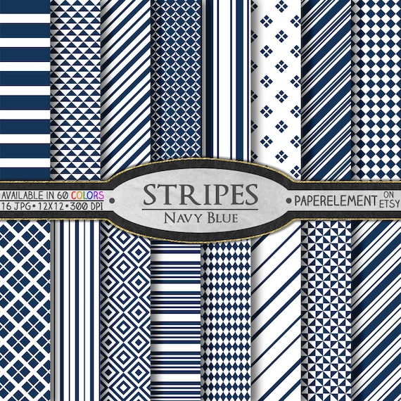 Diagonal Navy Blue Stripes