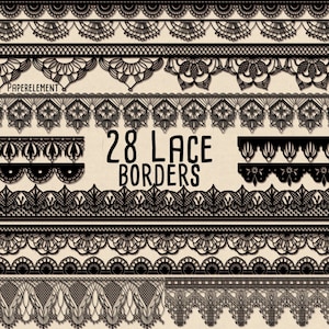 Lace Border Clipart Pack: Delicate Lacey Trim Clip Art Overlay Vectors ...