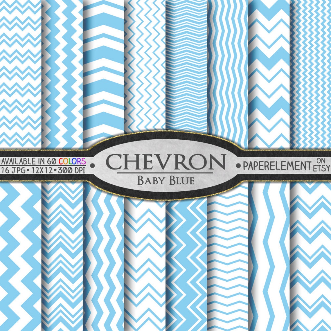 Baby Blue Chevron Digital Paper Pack Instant Download | Etsy