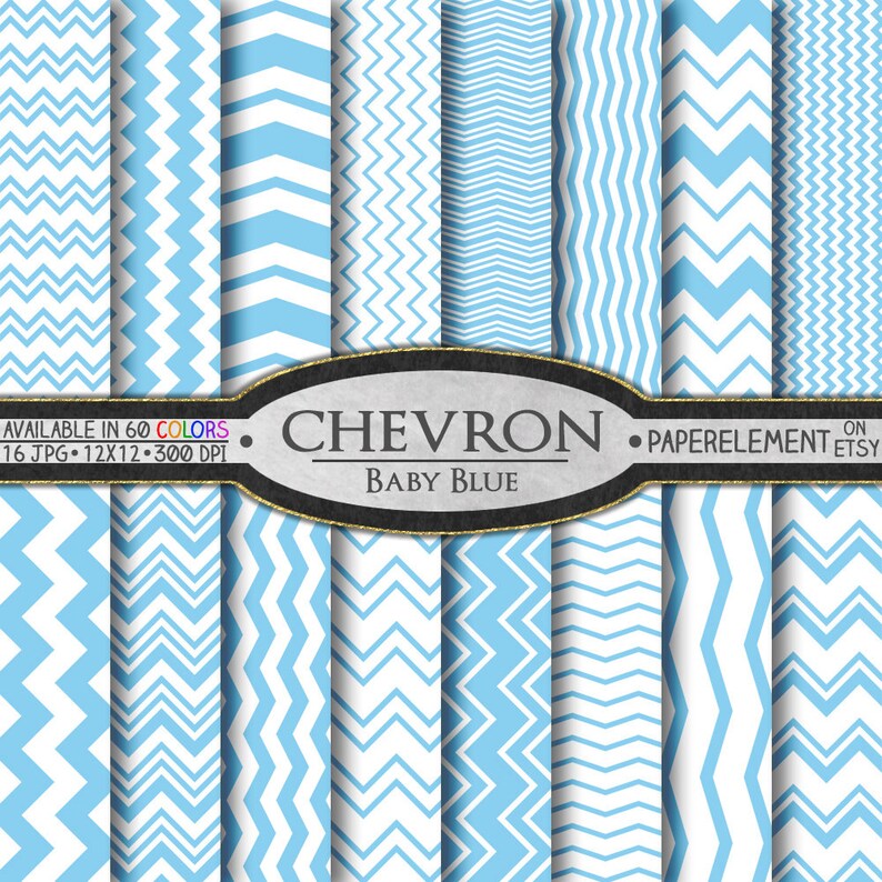 Baby Blue Chevron Digital Paper Pack Instant Download | Etsy