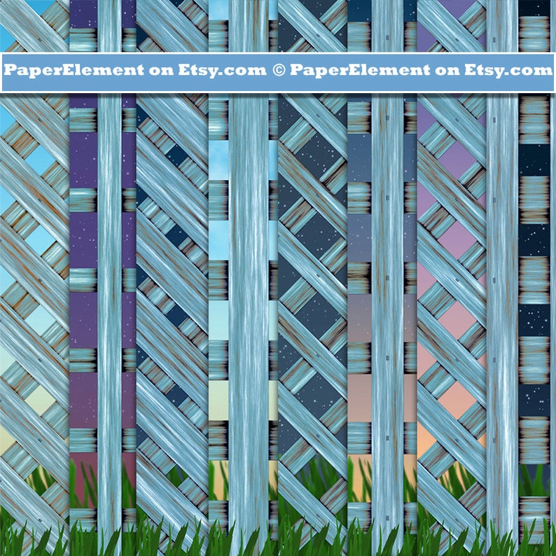 Blue Wood Digital Paper Pack Lattice Printable Scrapbook - Etsy