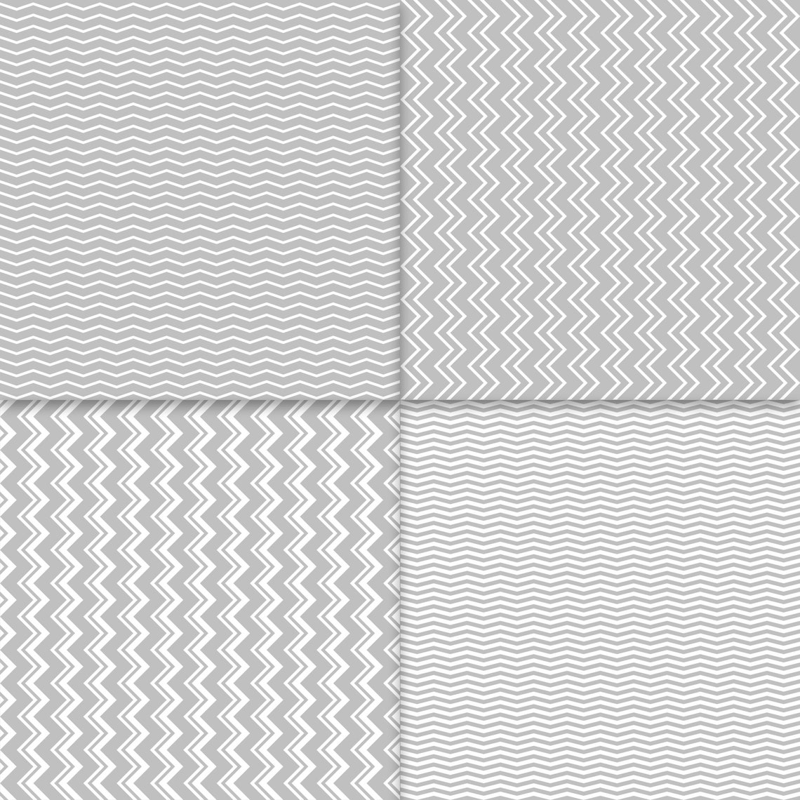 Silver Chevron Digital Paper Pack - Silver Scrapbook Paper - Chevron ...