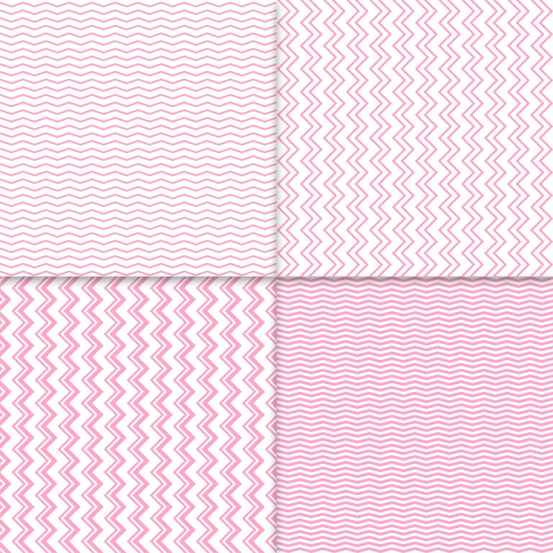 Carnation Pink Chevron Digital Paper Pack - Instant Download - Chevron ...
