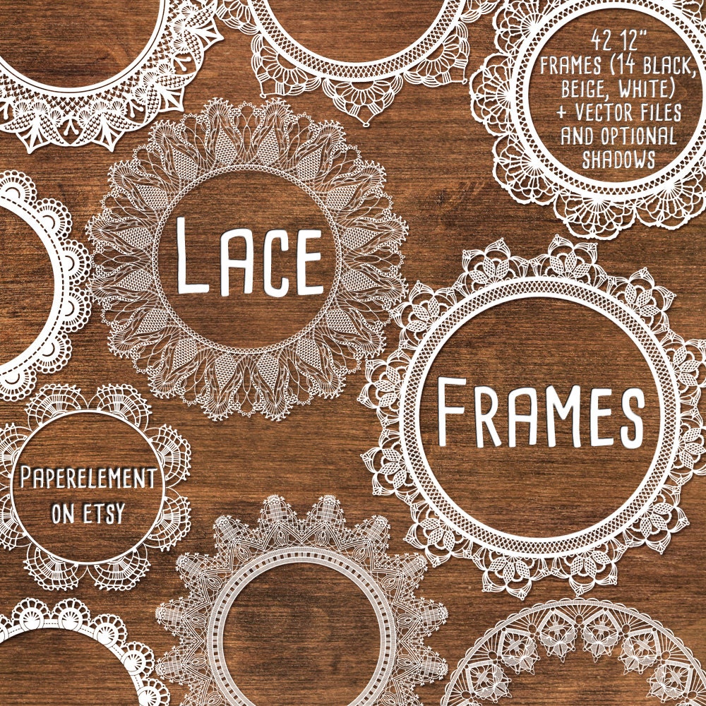 Digital Lace Clipart: Lace Clip Art, Lace Frame Clipart, Wedding ...