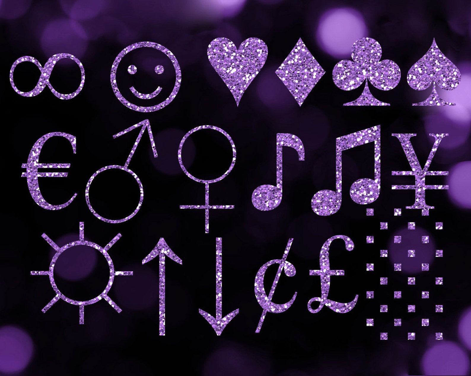 Purple Glitter Alphabet Clipart: Digital Glitter Alphabet Clip Art ...