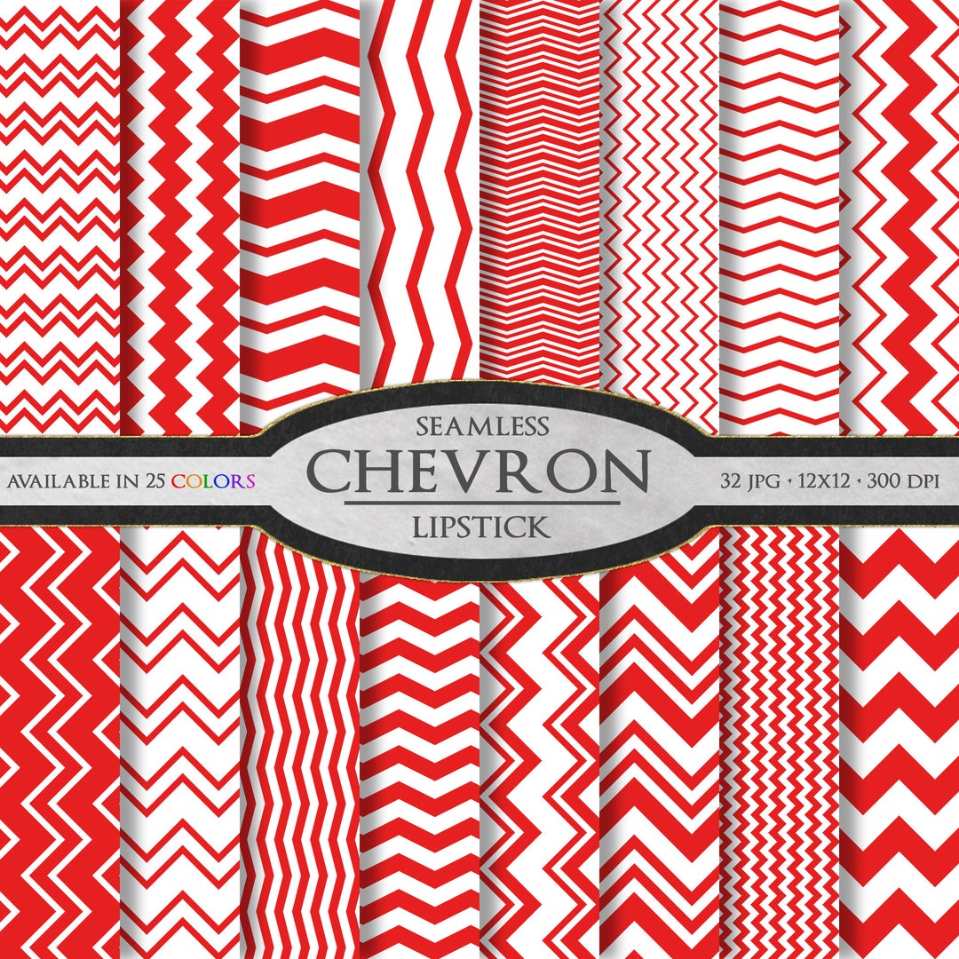 Lipstick Red Chevron Digital Paper Pack - Instant Download - Digital ...