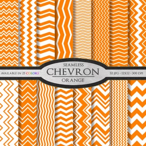 Seamless Orange Background Chevron 12x12 Digital Paper - Fiery Orange ...