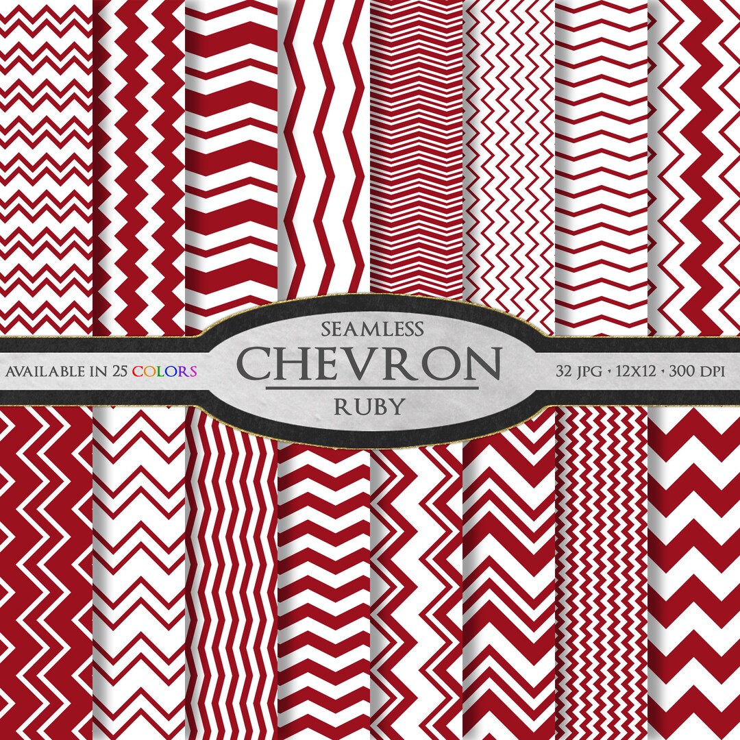 Ruby Red Chevron Digital Paper Pack - Deep Red Chevron Seamless ...