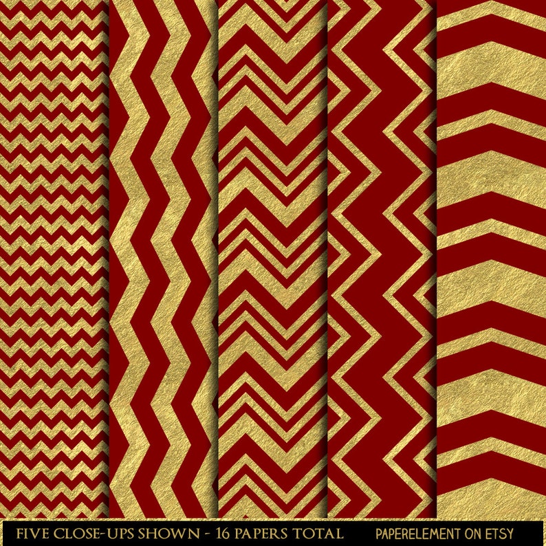 Maroon and Gold Printable Paper Pack Chevron Digital - Etsy