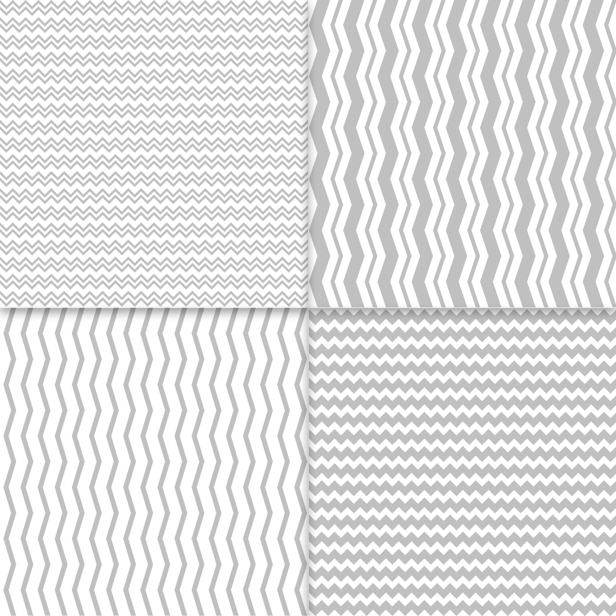 Silver Chevron Digital Paper Pack - Silver Scrapbook Paper - Chevron ...