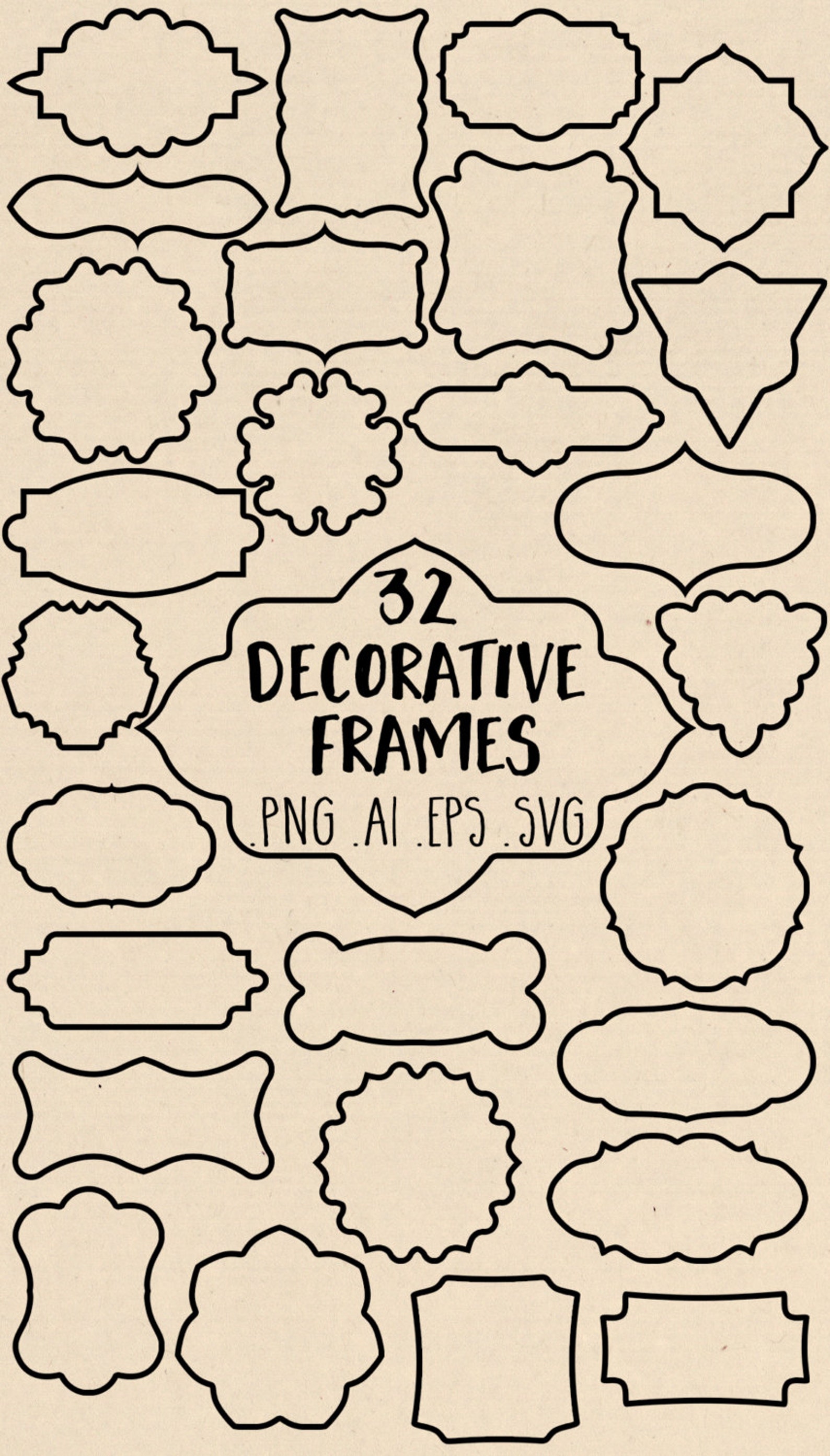 Vector Frame Clipart: Frames Clip Art Chalk Frame Clipart - Etsy