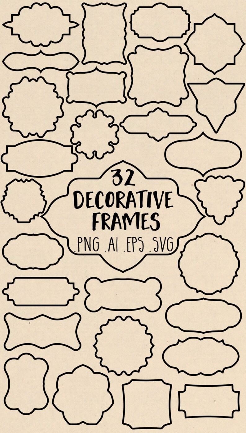 Vector Frame Clipart: Frames Clip Art Chalk Frame Clipart - Etsy