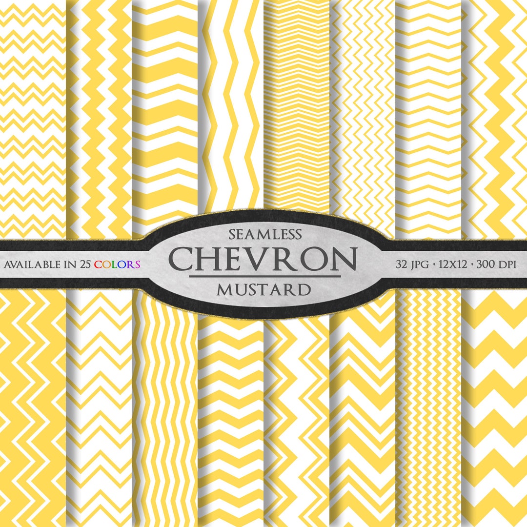 Mustard Yellow Chevron Digital Paper Pack - Instant Download - Chevron ...