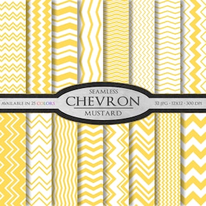 Mustard Yellow Chevron Digital Paper Pack - Instant Download - Chevron ...