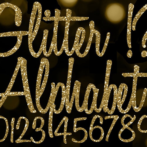 Gold Glitter Alphabet Clipart: Cursive Letters Handwriting - Etsy