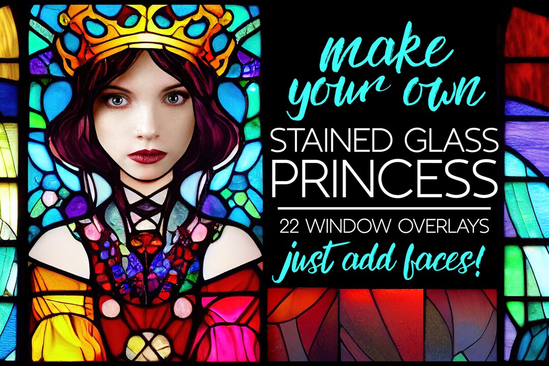 Stained Glass Princess Overlay Clipart - Cute Fantasy Clip Art Windows ...