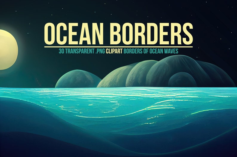 Ocean Border Clipart: 30 Transparent PNG Overlays of Water and - Etsy