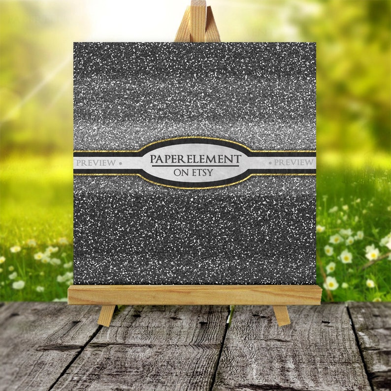 Silver Digital Paper: Black and Silver Glitter Paper, Silver Glitter ...