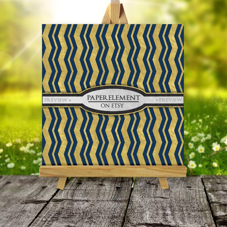 Navy Blue Digital Paper Pack - Chevron Digital Scrapbook Paper for ...