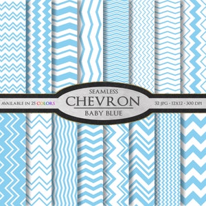 Baby Blue Chevron Digital Paper Pack - Instant Download - Digital ...