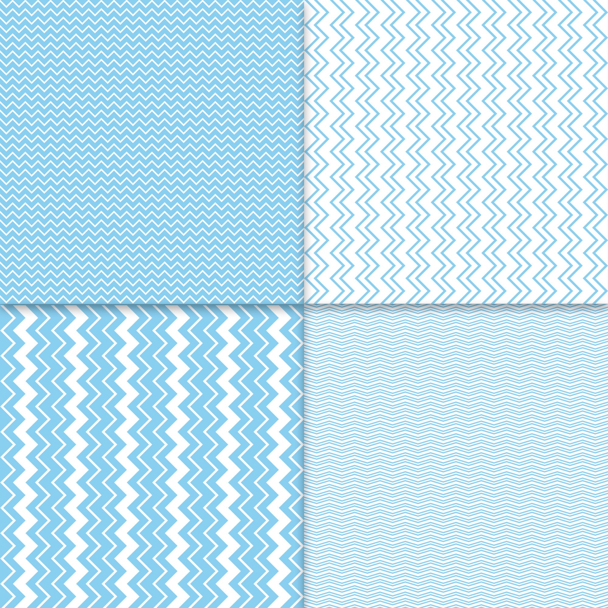 Baby Blue Chevron Digital Paper Pack - Instant Download - Digital ...