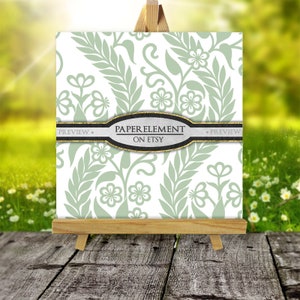 Sage Green Floral Digital Paper Patterns Set: Flower Backgrounds ...