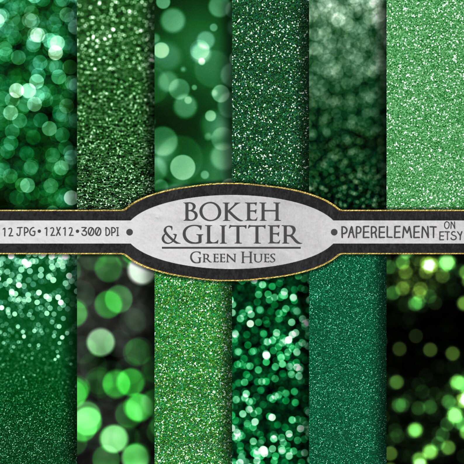 Green Glitter Paper: Green Glitter Digital Paper, Green Digital ...
