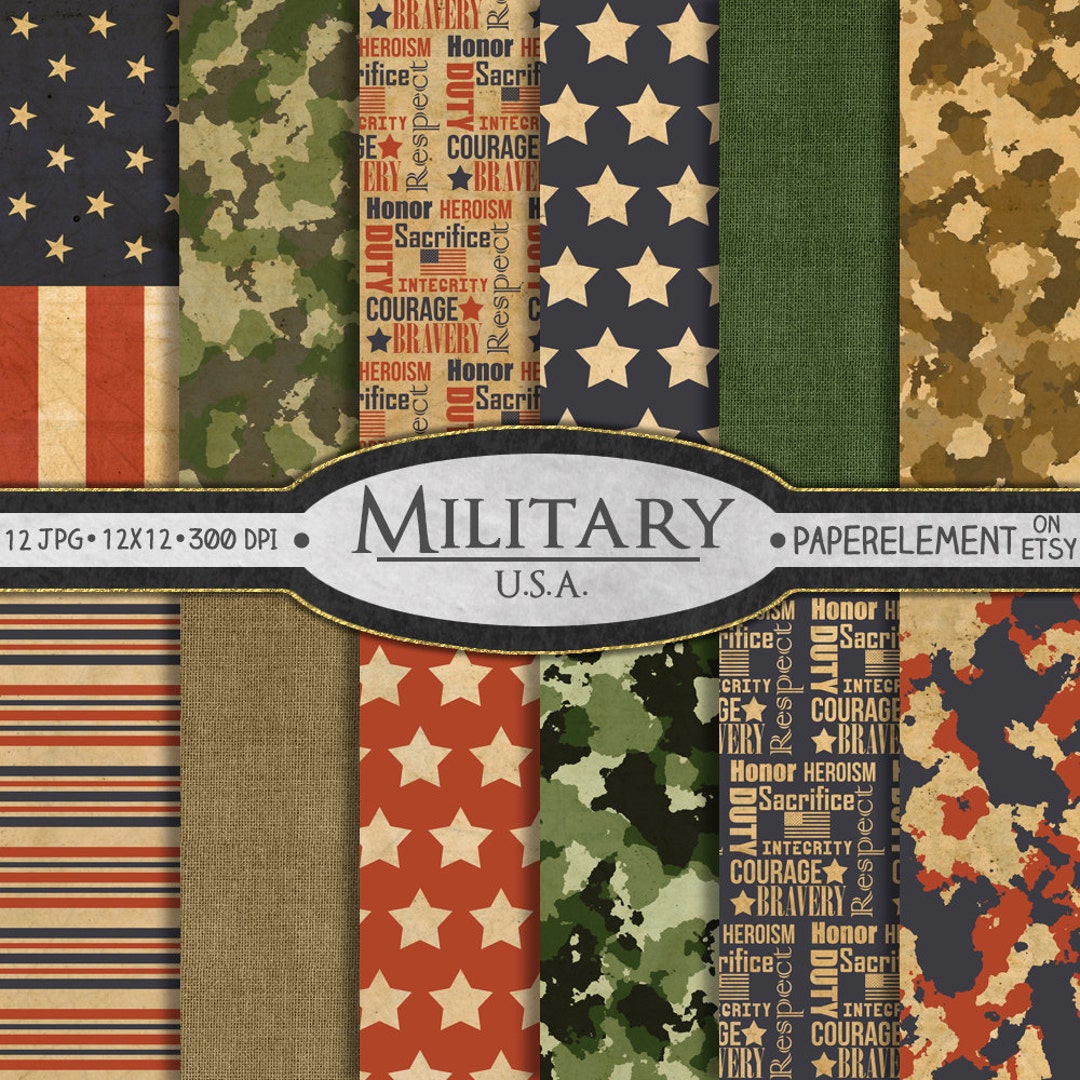 Camo Digital Paper Printable Camoflauge Army Backgrounds - USA Military ...