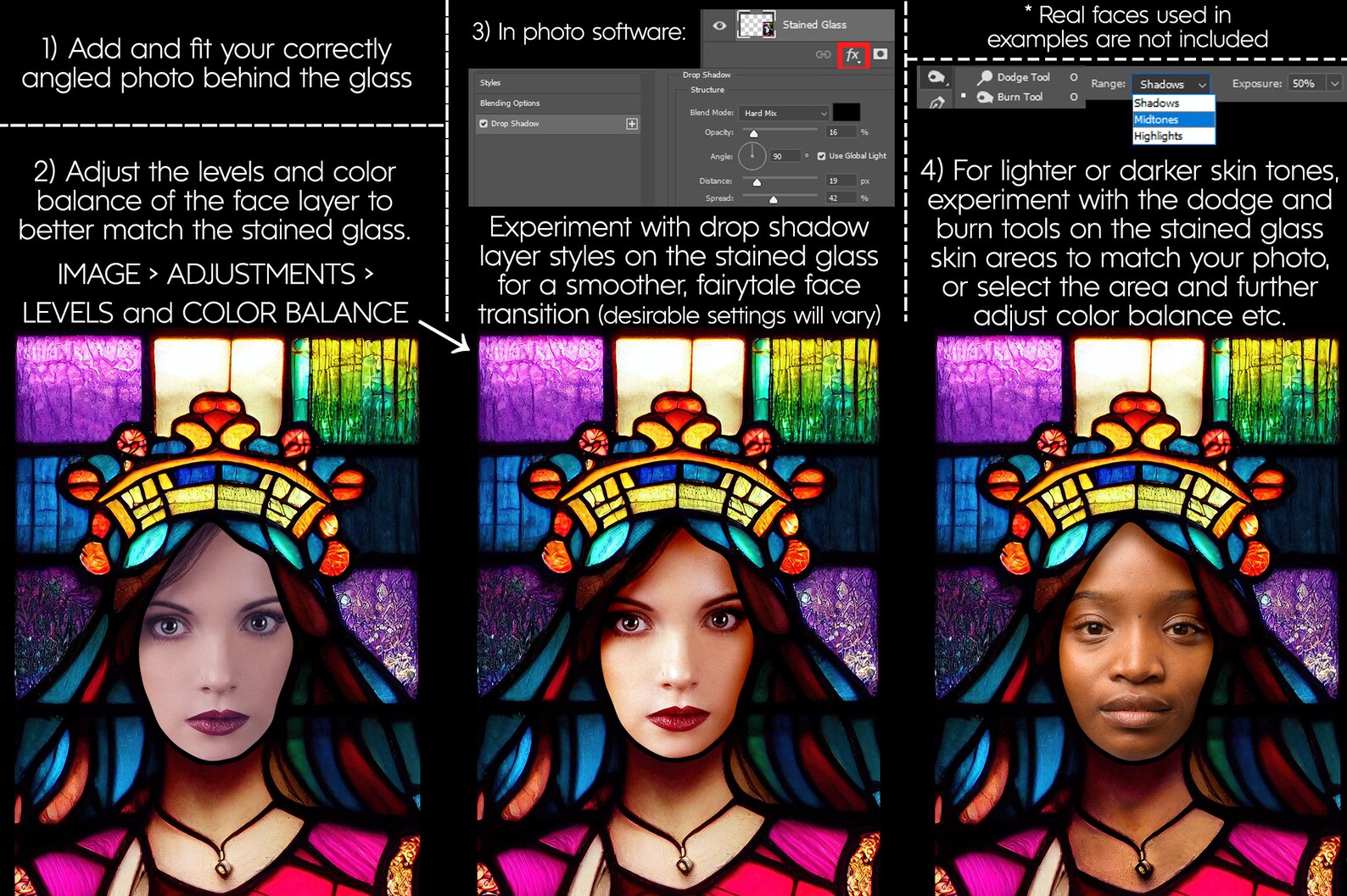 Stained Glass Princess Overlay Clipart Cute Fantasy Clip Art - Etsy