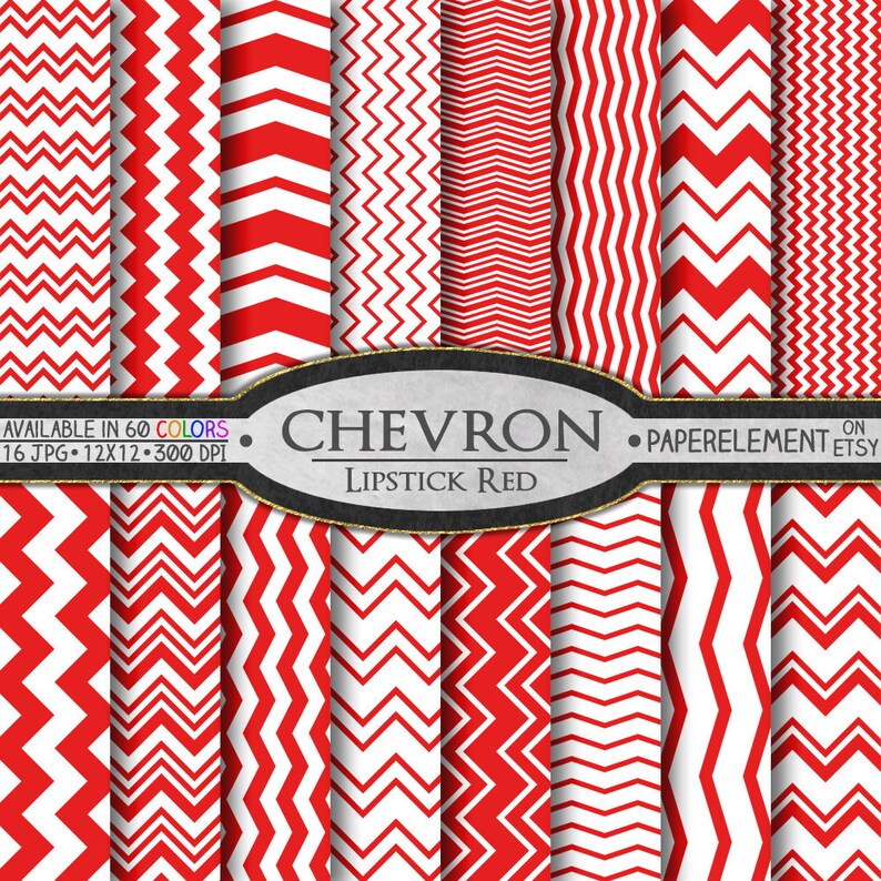 Lipstick Red Chevron Digital Paper Pack Instant Download | Etsy