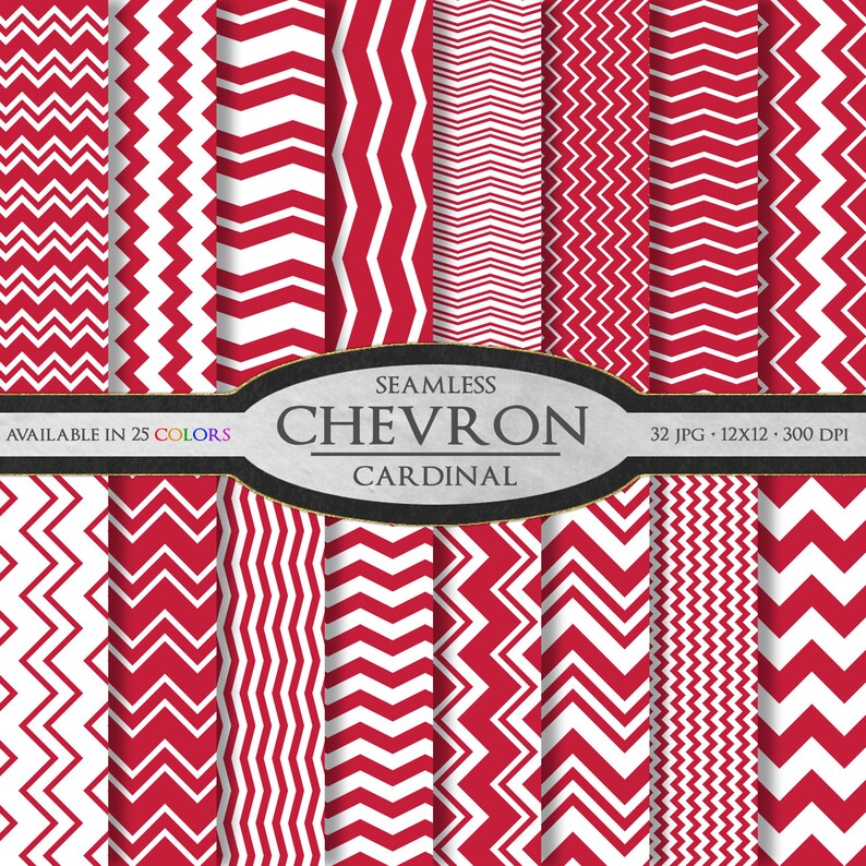 Cardinal Red Digital Paper Pack - Instant Download - Red Chevron Paper ...