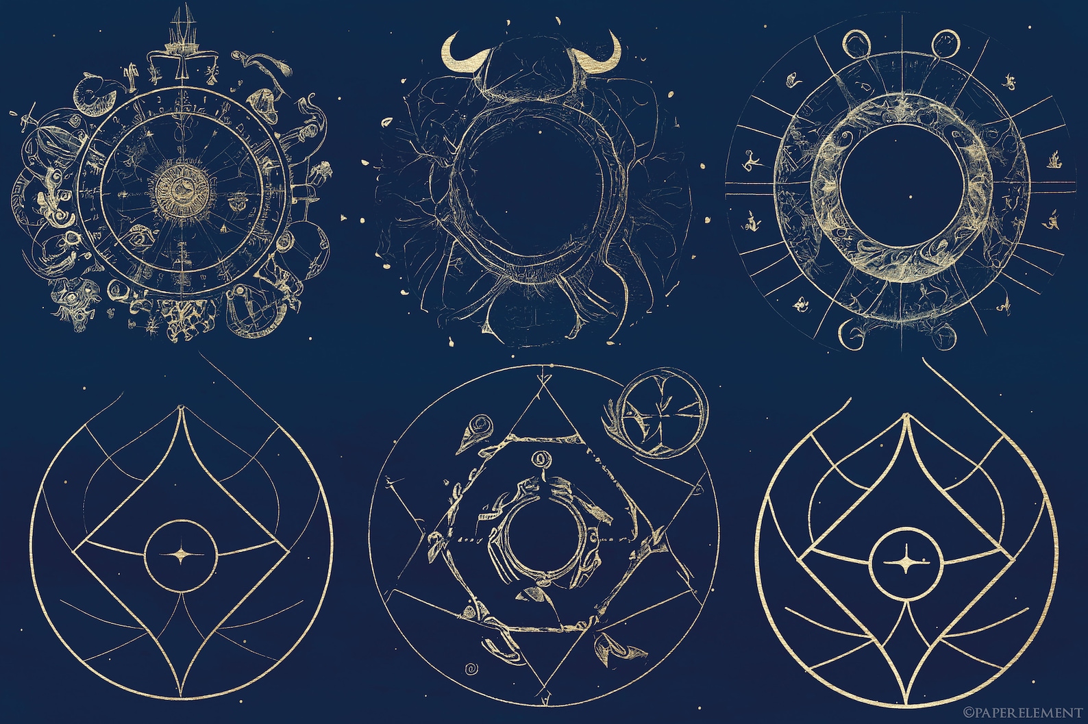 Ornate Magical Circle Clipart & Stamp Brush: Symbols, Glyphs, Runes ...