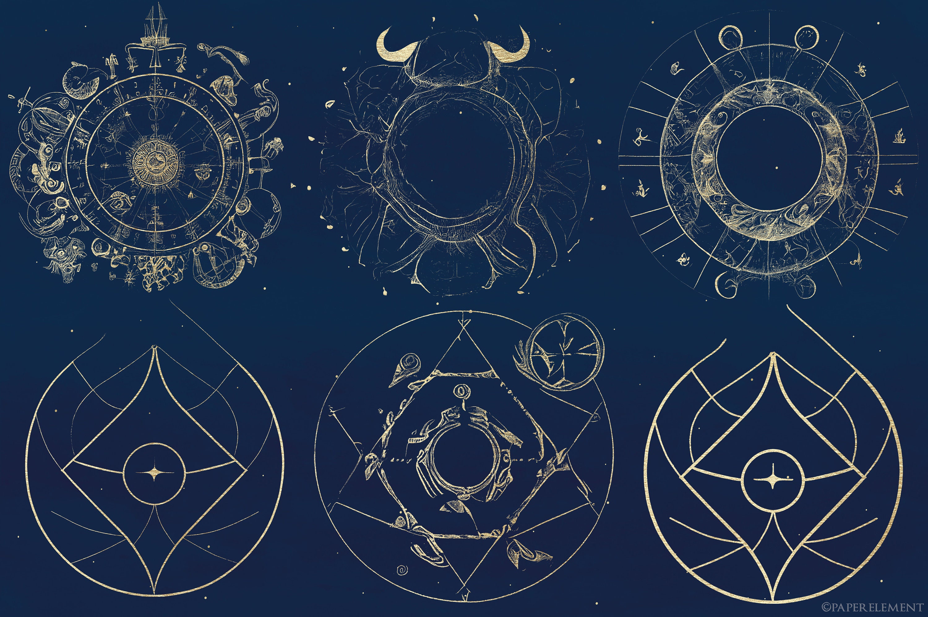 Ornate Magical Circle Clipart & Stamp Brush: Symbols, Glyphs, Runes ...