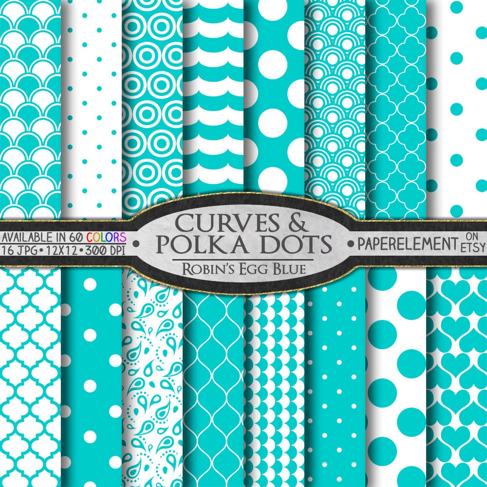 Aqua Polka Dot Digital Paper Printable Aqua Patterned Paper - Etsy