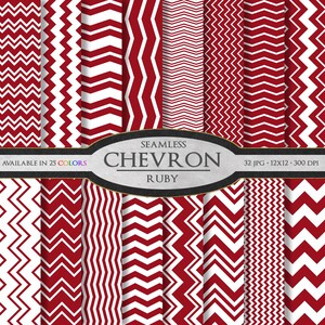 Ruby Red Chevron Digital Paper Pack - Deep Red Chevron Seamless ...