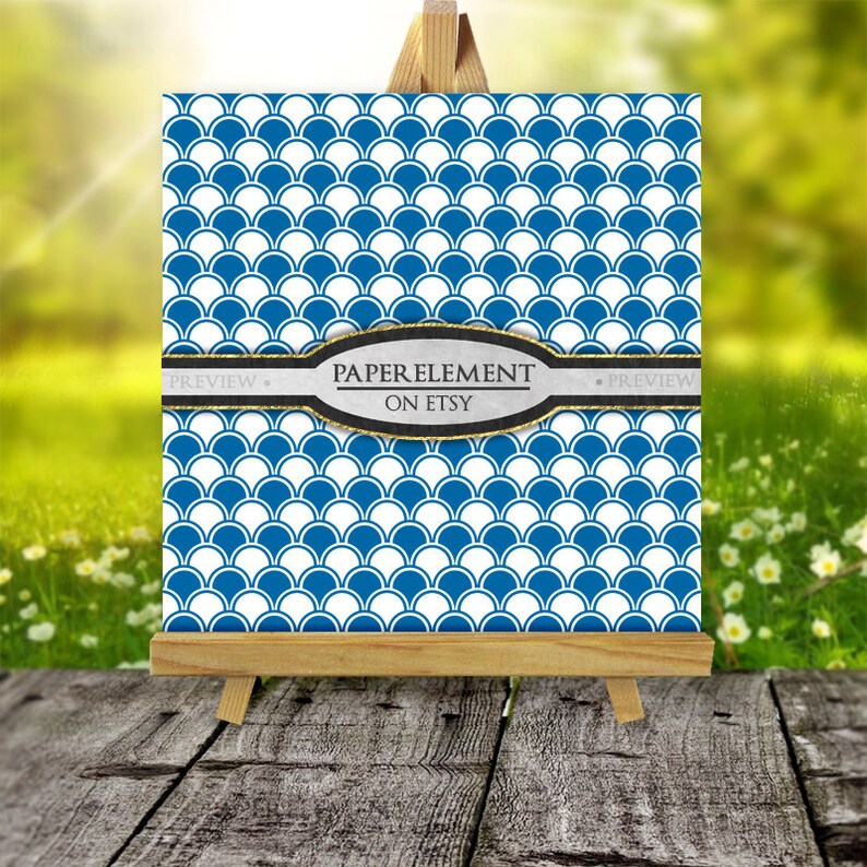 Sapphire Blue Polka Dot Digital Paper: Blue Circles Digital Paper ...