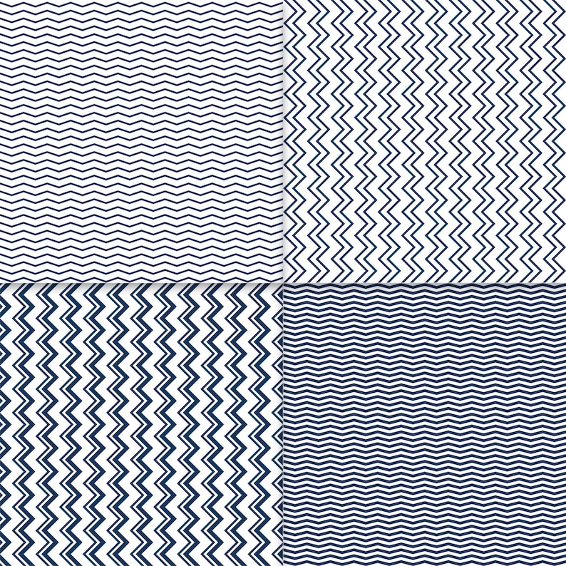 Navy Blue Chevron Digital Paper Pack - Instant Download - Digital ...